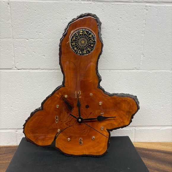 Vintage | Wall Decor | Mid Century Cypress Wood Slab Wall Clock With ...